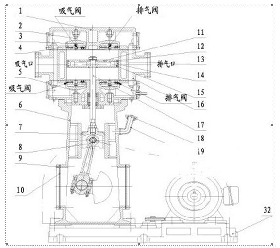 无油立式机械真空泵（ WLW系列）结构拆卸组装示意图和注意地方-海门市鑫华真空设备厂